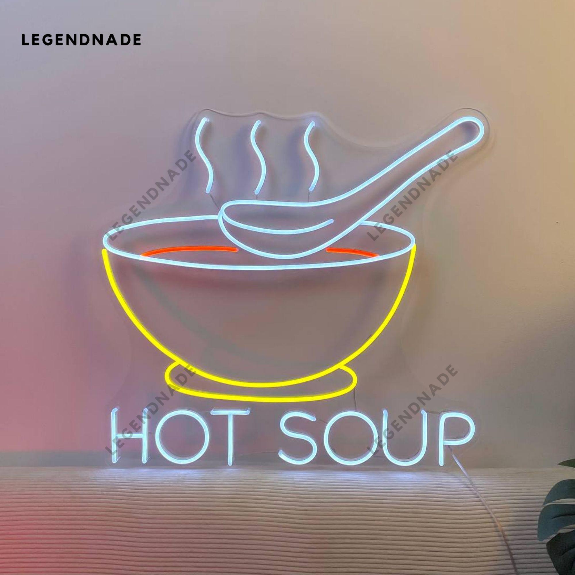 Hot Soup Neon Sign, Hot Soup Led Sign, Soup Bowl Led Light, Soup Food ...