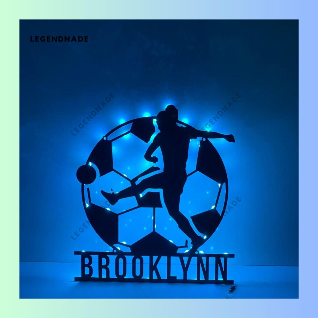 Personalized Female Soccer Metal Sign, Soccer Ball Metal Light, Sport ...