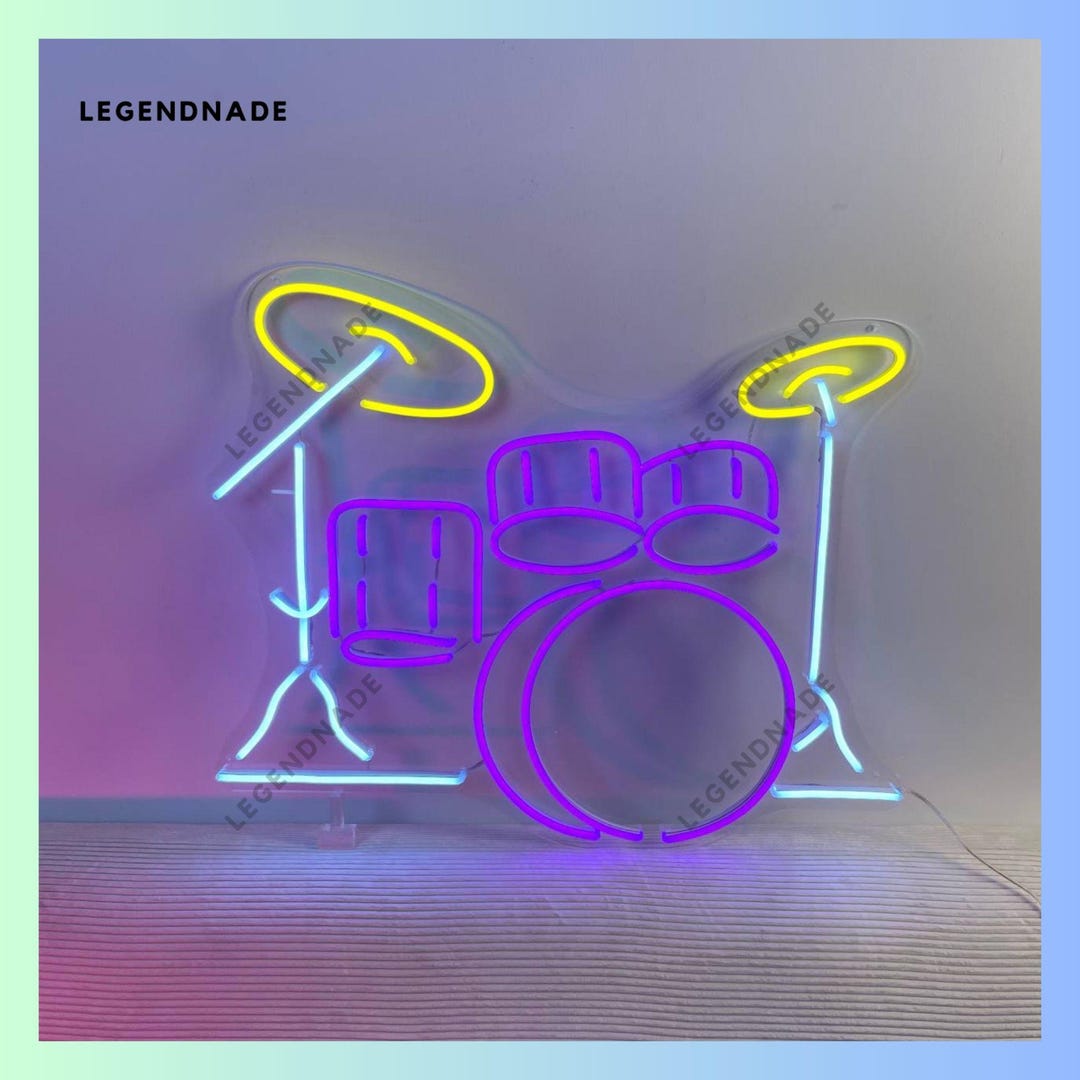 Drum Music Neon Sign, Drum Led Sign, Musical Instrument Led Light, Drum ...