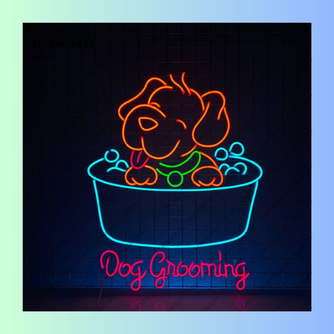 Dog Grooming Neon Sign, Pet Spa Led Sign, Pet Grooming Led Light, Dog ...