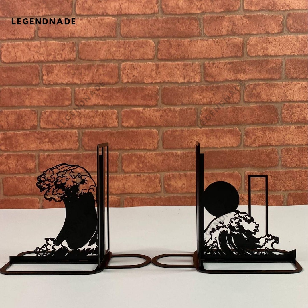 Personalized Sun Wave Metal Bookend, Ocean Wave Bookends, Wave ...