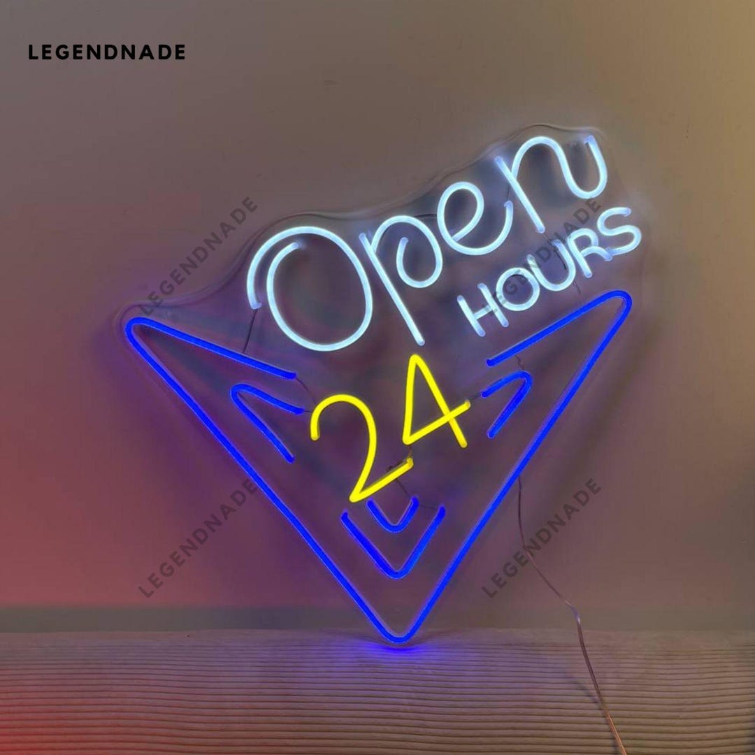 Open 24 Hours Neon Sign, Open Logo Led Sign, Custom Open Led Light ...