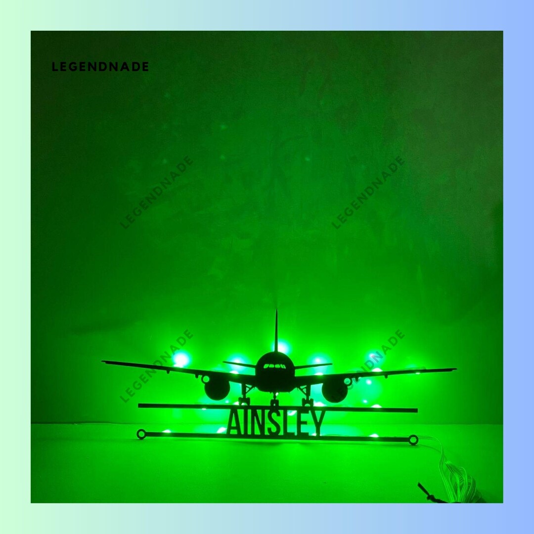Personalized Airplane Metal Sign, Airplane Metal Light, Airplane Led ...