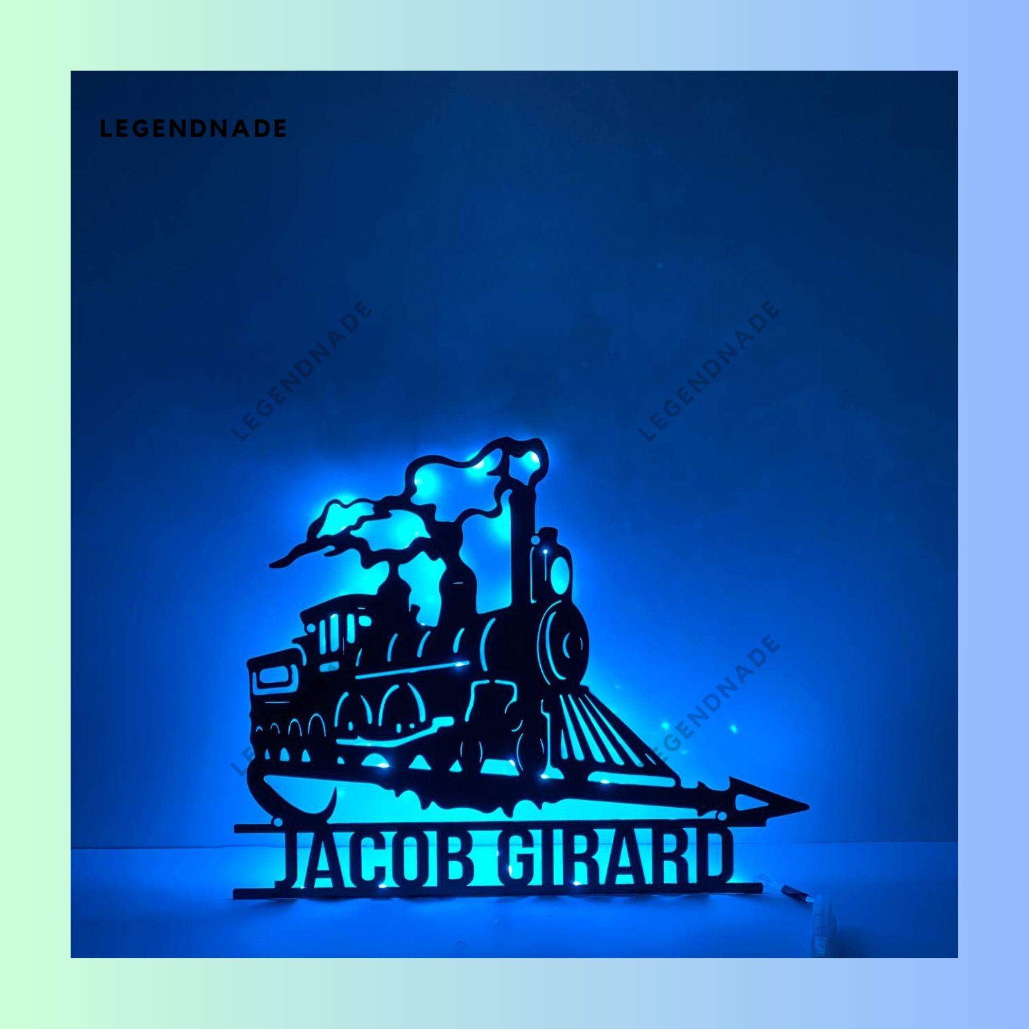 Personalized Steam Engine Train Metal Sign, Steam Train Metal Light ...