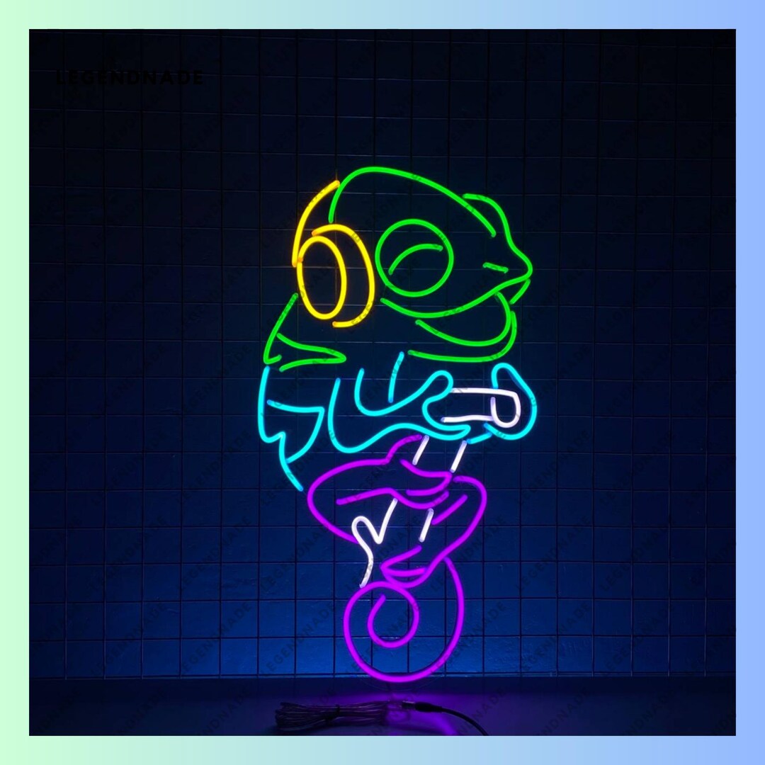 Chameleon Game Neon Sign, Chameleon Gaming Led Sign, Chameleon Led ...
