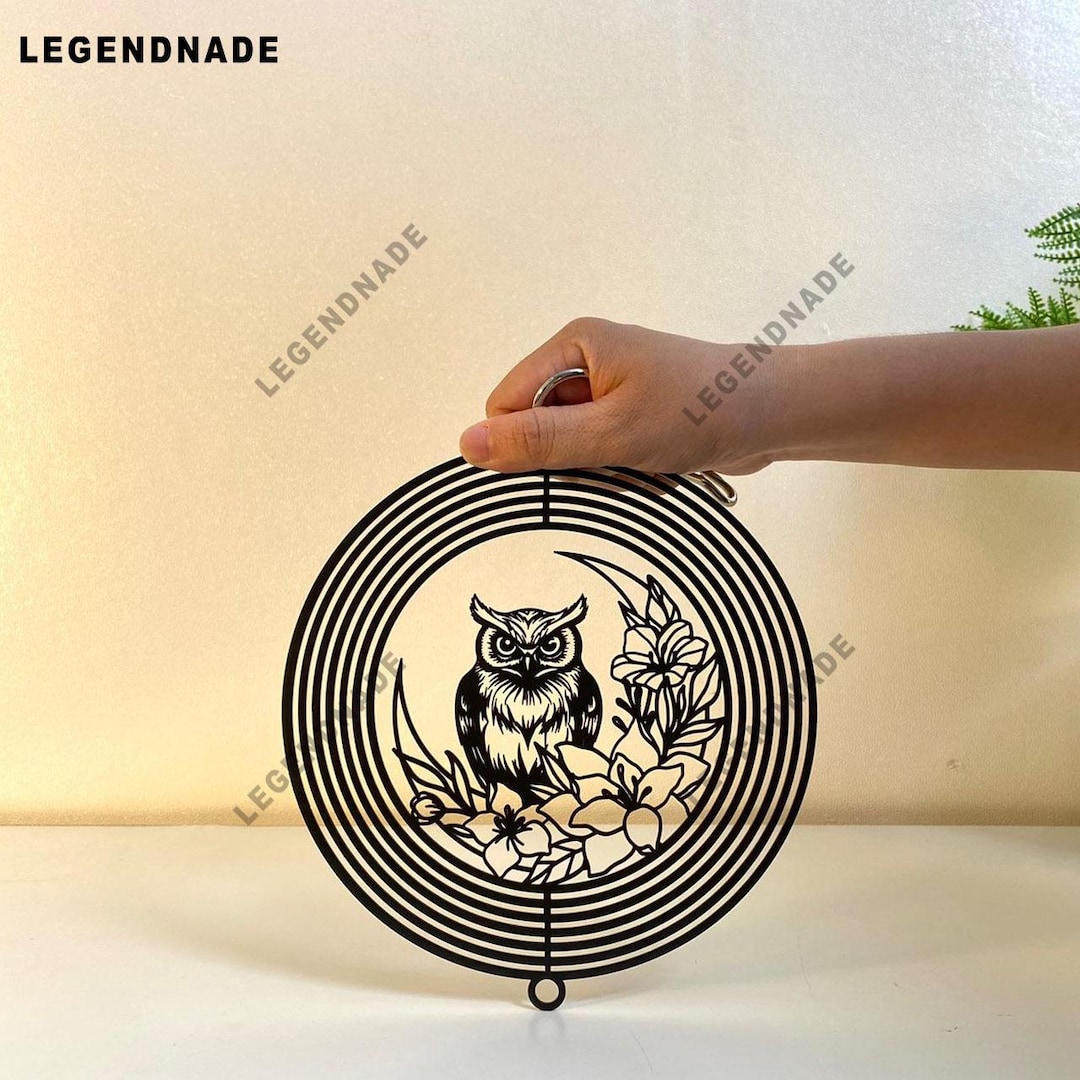Personalized Owl Garden Wind Spinner, Custom Name 3D Kinetic Stainless ...