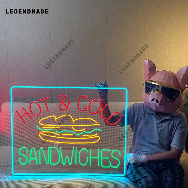 Hot & Cold Sandwiches LED Neon Sign, Deli Shop Wall Light, Restaurant ...
