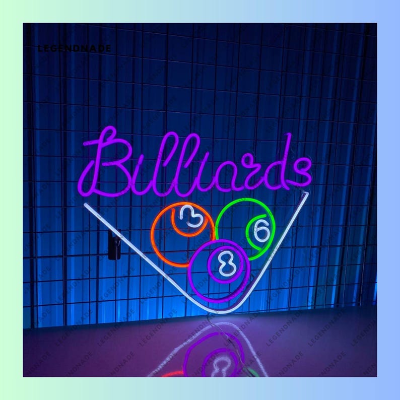 Billiard Neon Sign, Billiards Ball Led Sign, Billiard Led Light, Pool ...