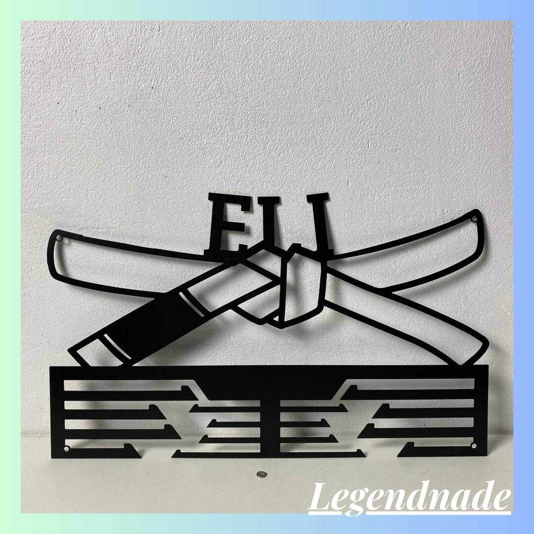 Personalized Jiu Jitsu Belt Medal Hanger Wall Art Led Light, Jiu Jitsu ...
