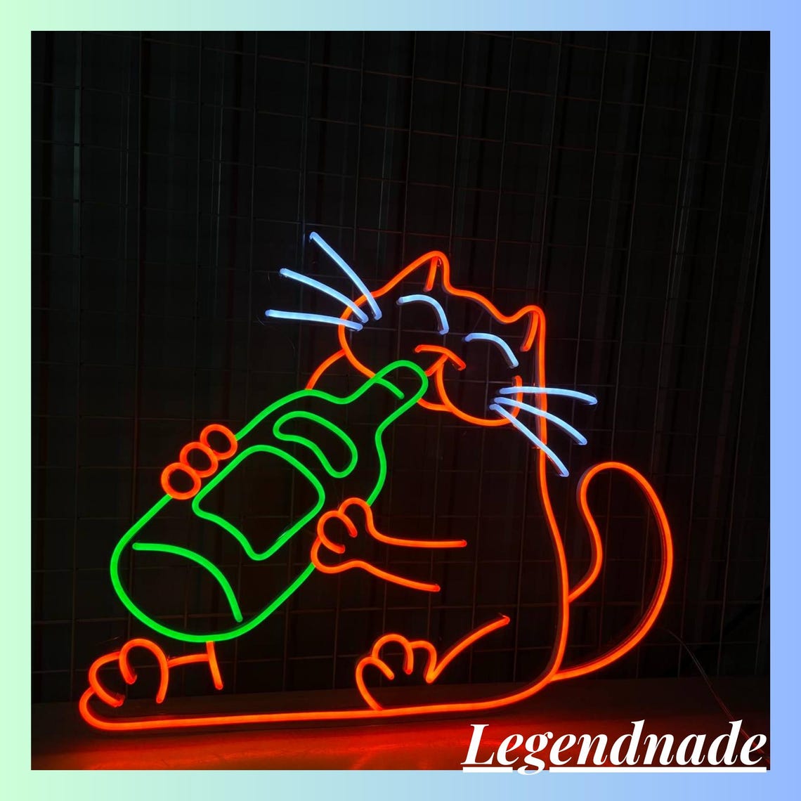Cat Drinking Wine Neon Sign, Cat Wine Bottle Led Sign, Cat Led Light ...