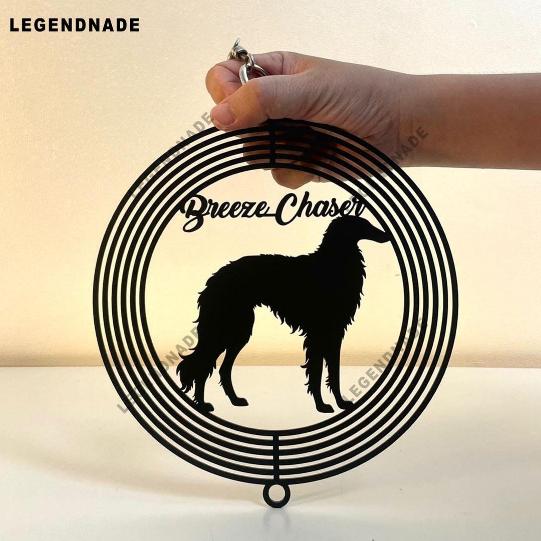 Personalized Borzoi Wind Spinner, Custom Name Metal Garden Decoration ...