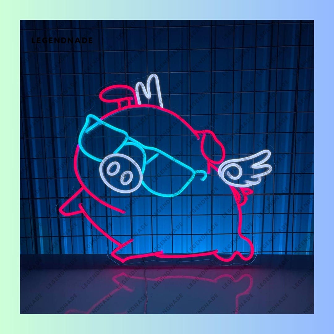 Pig Angel Neon Sign, Pig Wings Led Sign, Pig Led Light, Pig Farm Neon ...