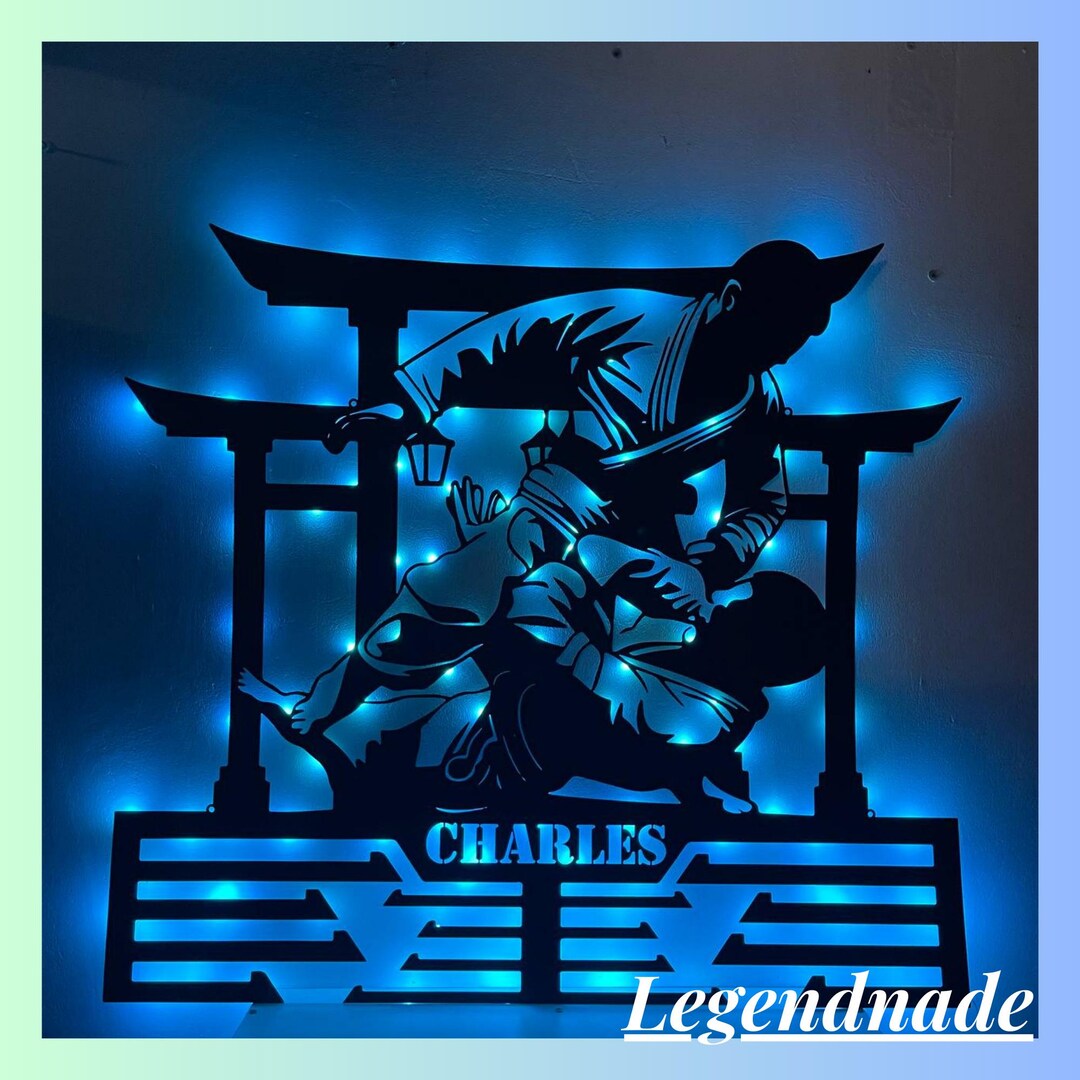 Personalized Jiu Jitsu Medal Hanger Wall Art Led Light, Jiu Jitsu ...