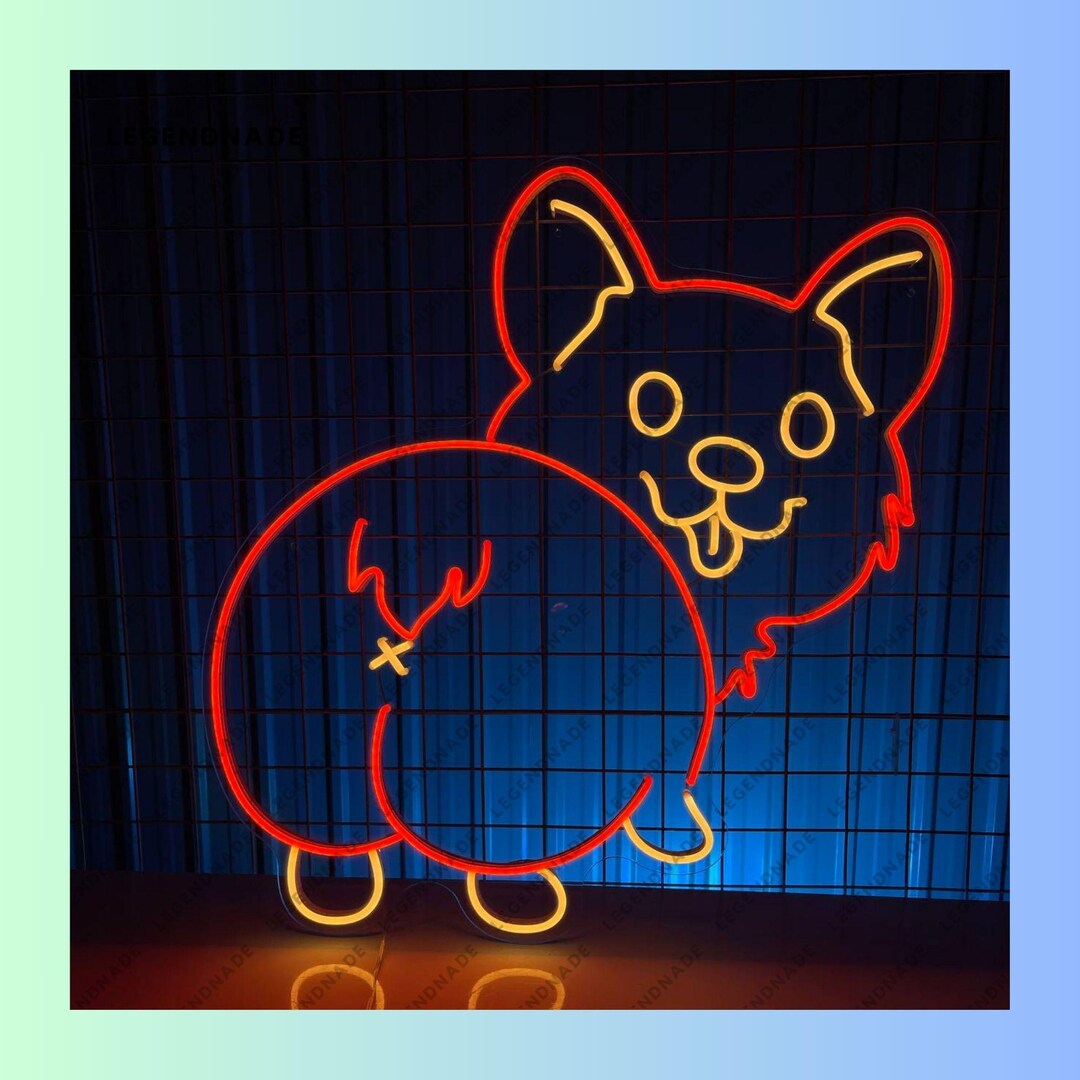 Cute Corgi Neon Sign, Corgi Dog Led Sign, Corgi Dog Lover Led Light ...