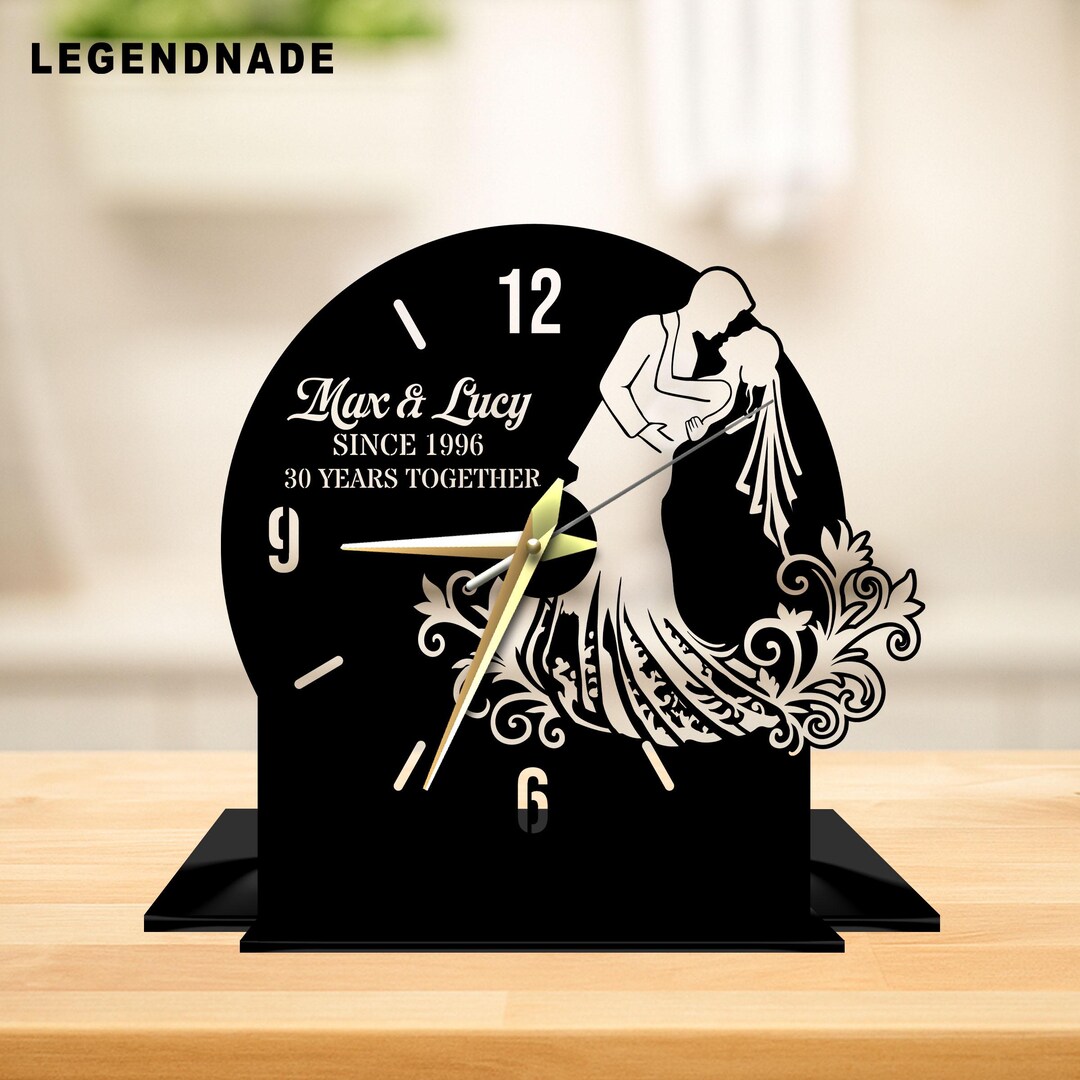 30th Wedding Anniversary Table Clock, Wedding Metal Desk Clock, Unique ...