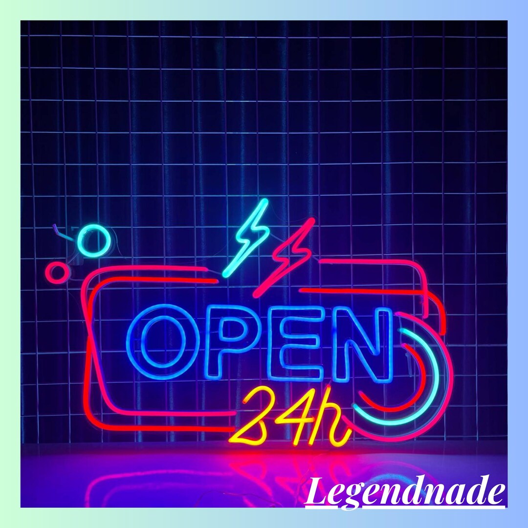 Open 24h Neon Sign, Open Store Led Sign, Welcome Shop Store Led Light ...