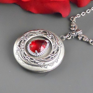 Victorian Red Locket Antique Silver Locket Rhinestone Vintage - Etsy