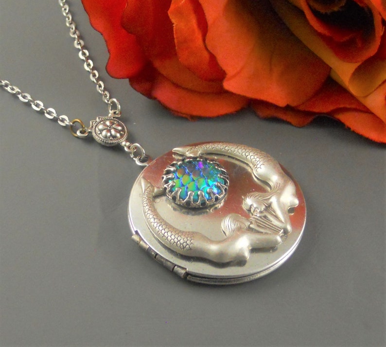 Mermaid Moon Locket Mermaid Locket Moon Goddesses Silver - Etsy