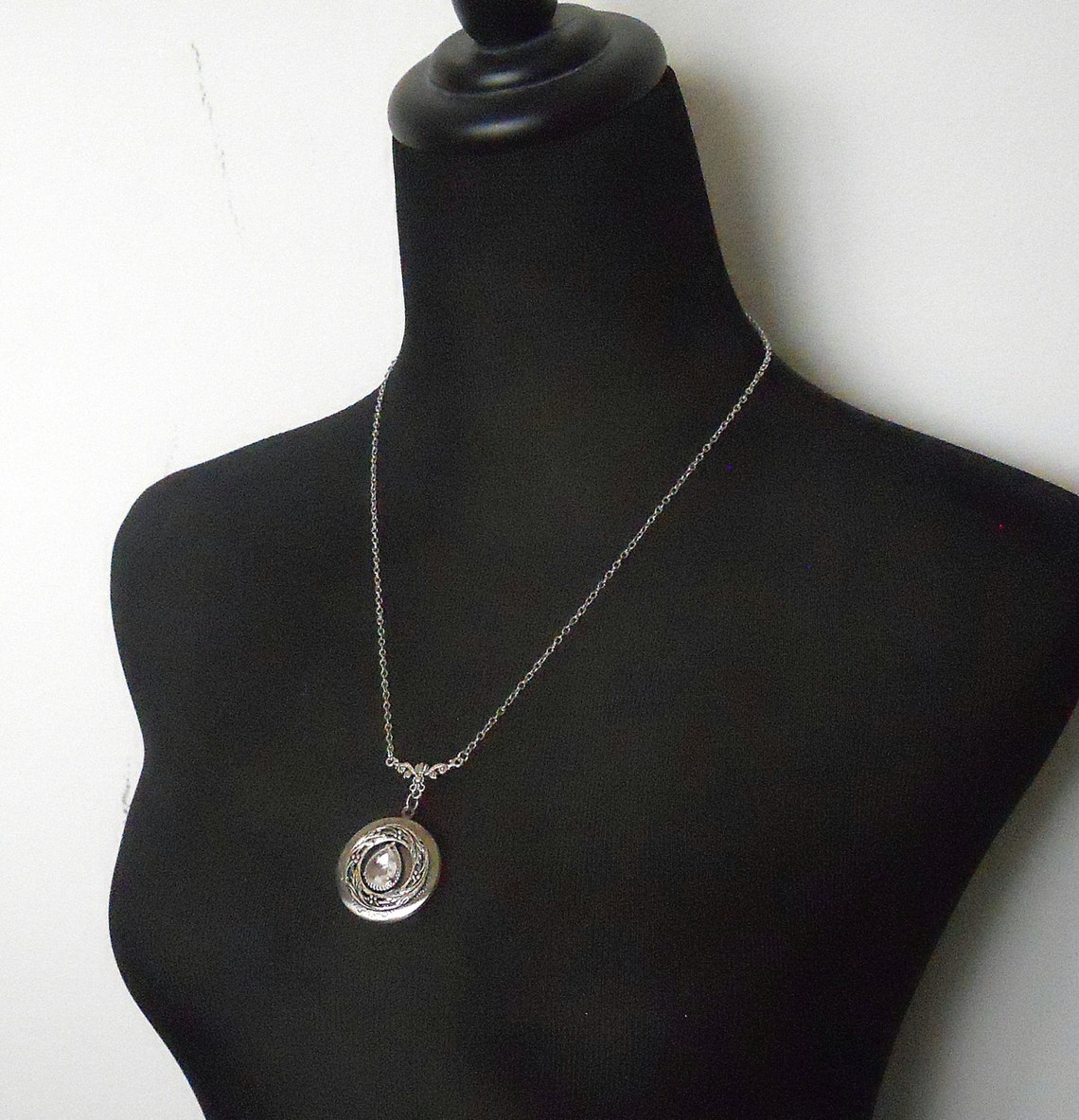 Victorian Clear Crystal Locket Antique Silver Locket | Etsy