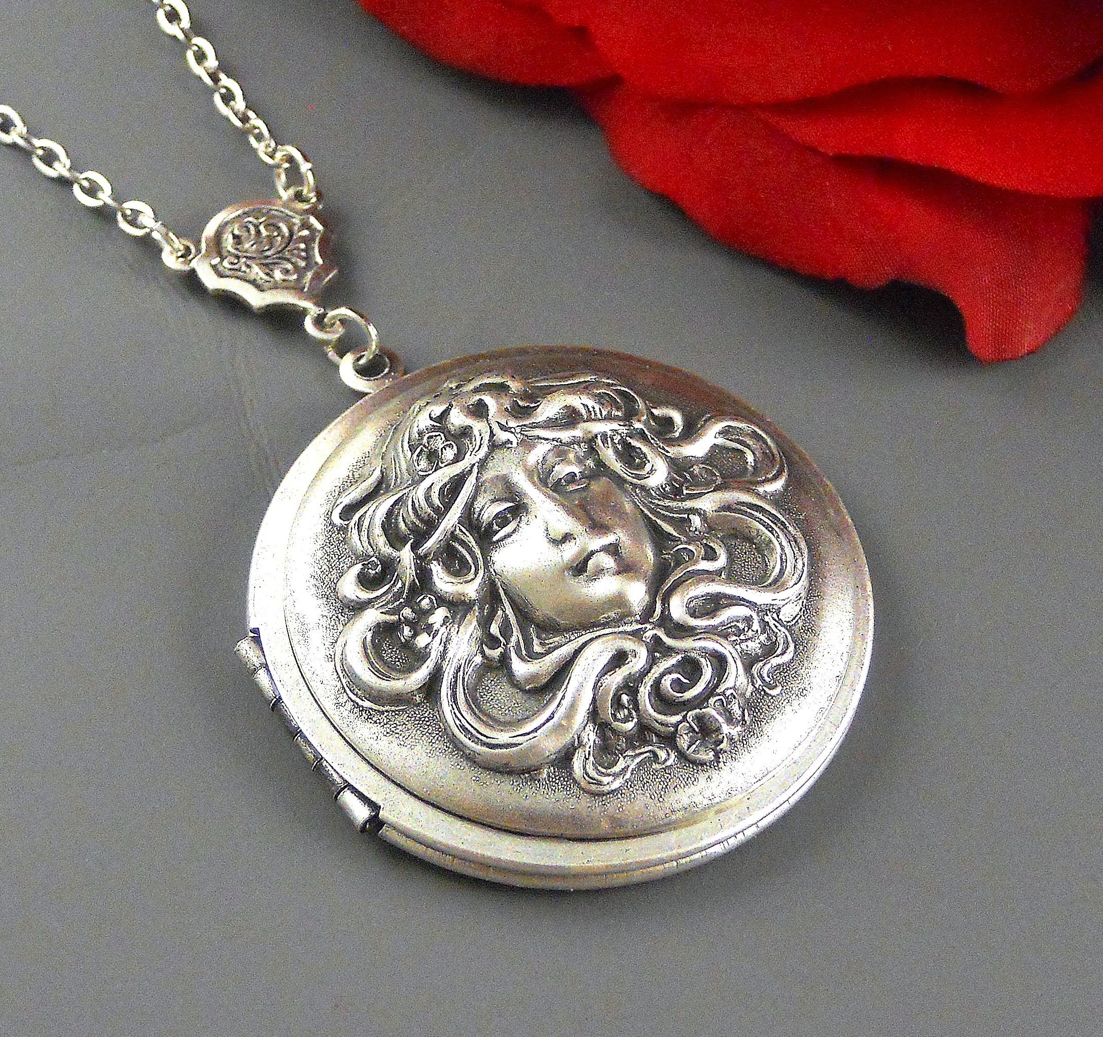 Goddess Locket Silver Goddess Locket Mythology Medieval | Etsy