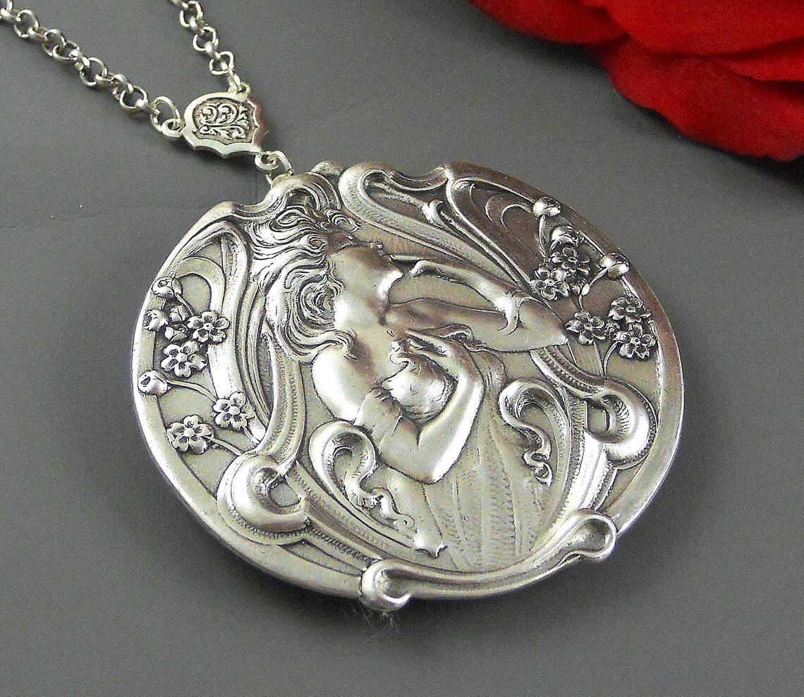 Silver Locket Goddess Locket Greek Goddess Silver Goddess - Etsy