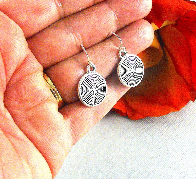 Silver Labyrinth Earrings Sterling Silver Ear Wires Labyrinth - Etsy