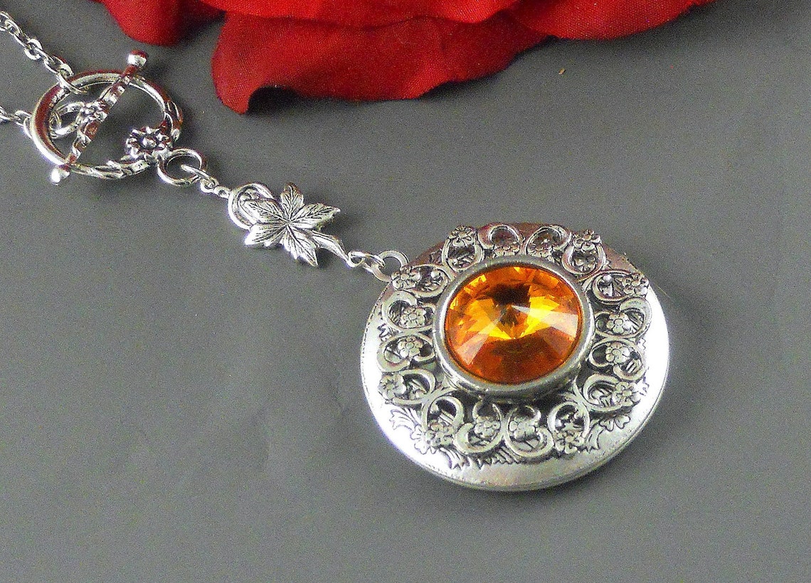 Victorian Citrine Locket Antique Silver Locket Rhinestone - Etsy