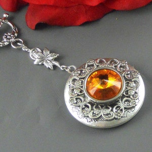Victorian Citrine Locket Antique Silver Locket Rhinestone Vintage Topaz ...