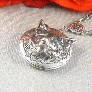 Fox Locket Necklace, Vintage Locket Long Necklace, 3D Fox Animal Locket ...