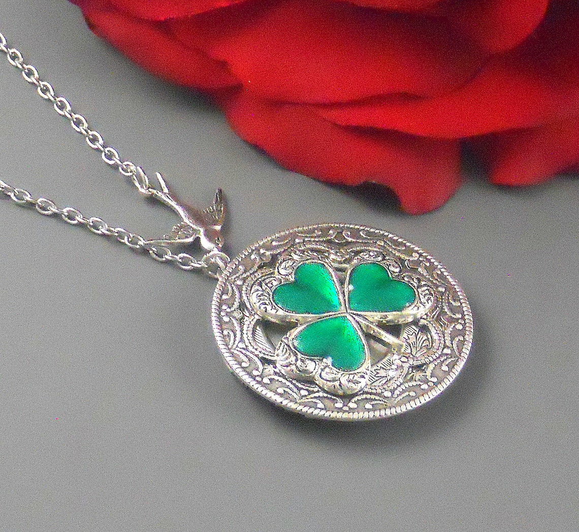 Irish Locket Antique Gold Gold Irish Locket Golden Shamrock | Etsy