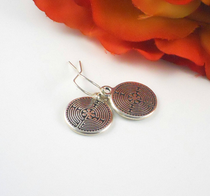 Silver Labyrinth Earrings Sterling Silver Ear Wires Labyrinth - Etsy