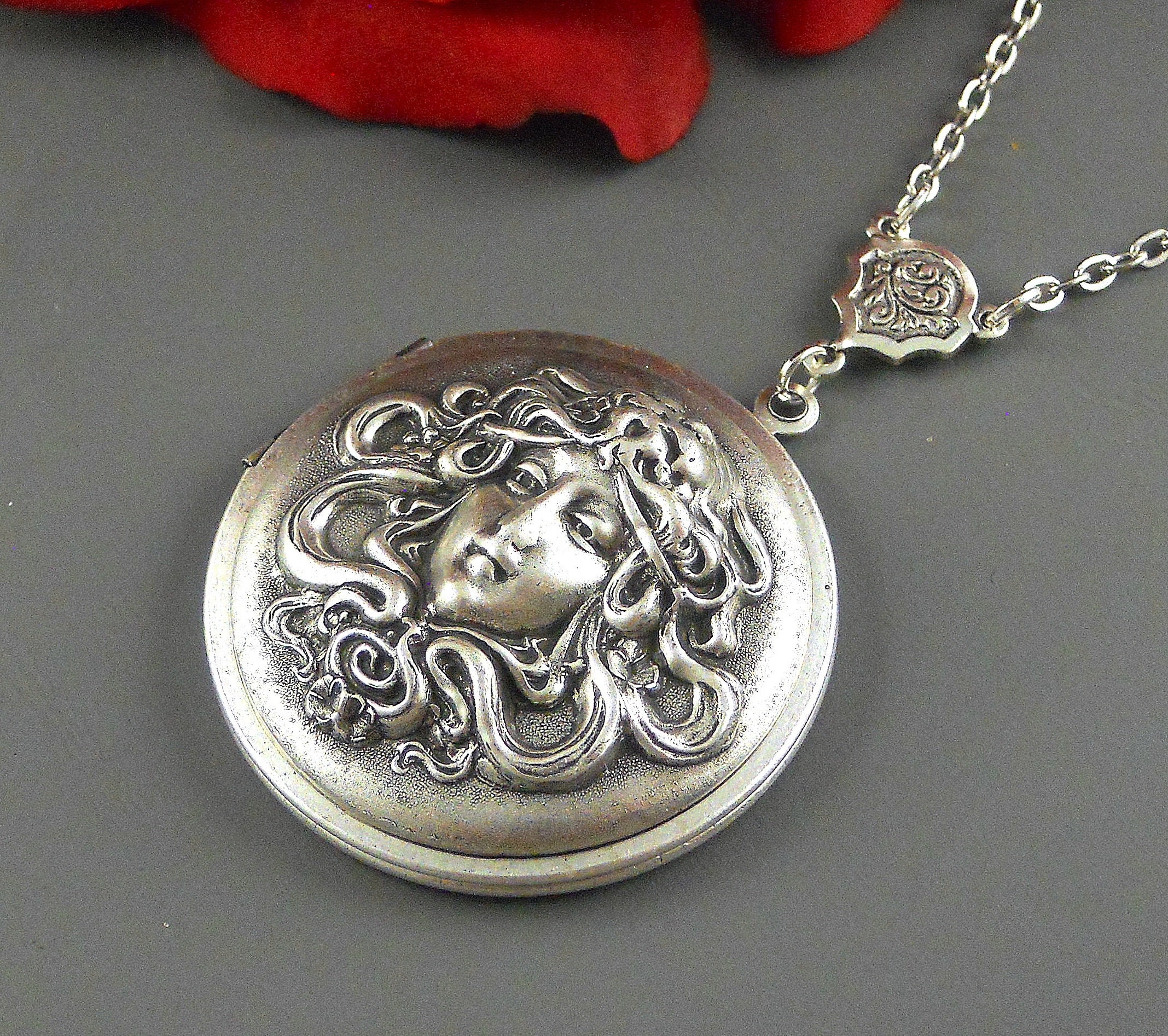Goddess Locket Silver Goddess Locket Mythology Medieval | Etsy