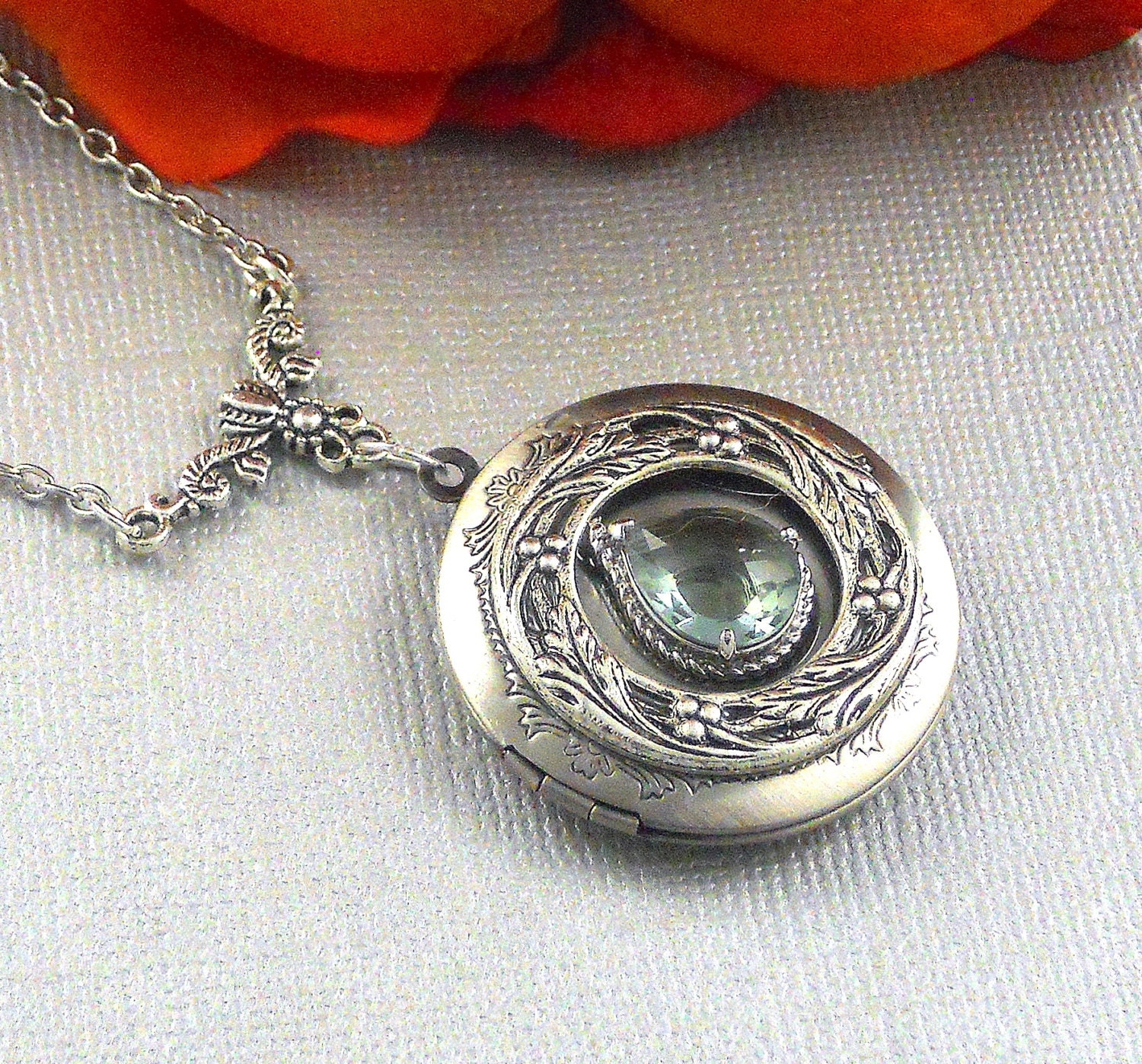 Victorian Gray Grey Locket Antique Silver Locket Rhinestone - Etsy