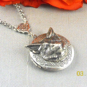 Fox Locket Necklace, Vintage Locket Long Necklace, 3D Fox Animal Locket ...
