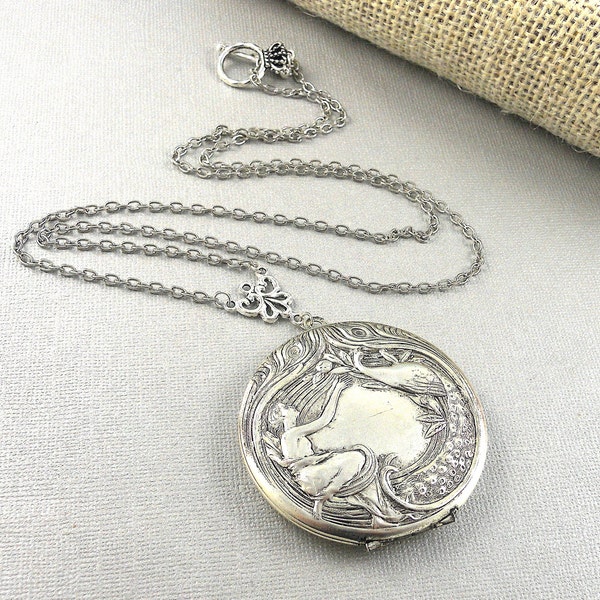 Large Silver Locket - Etsy