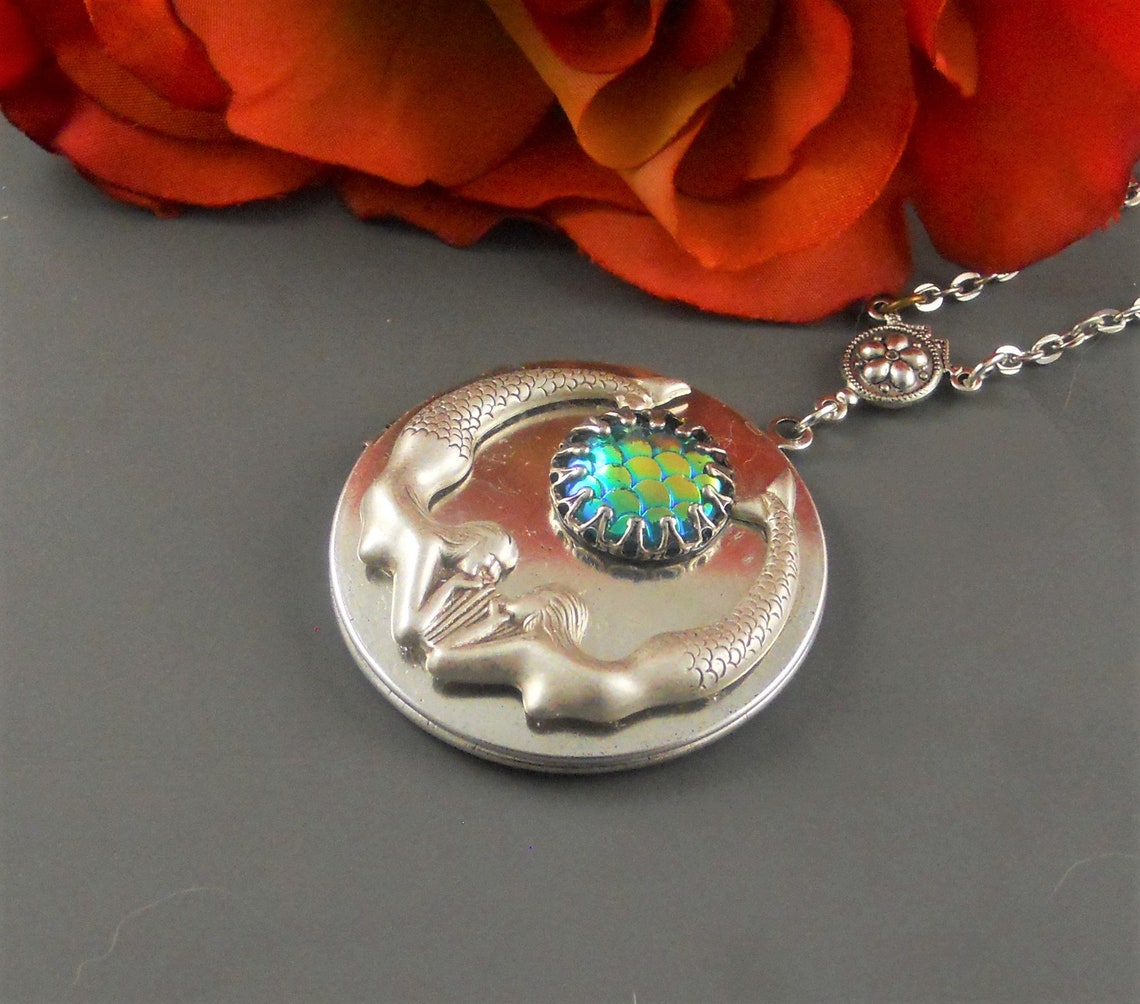 Mermaid Moon Locket Mermaid Locket Moon Goddesses Silver - Etsy