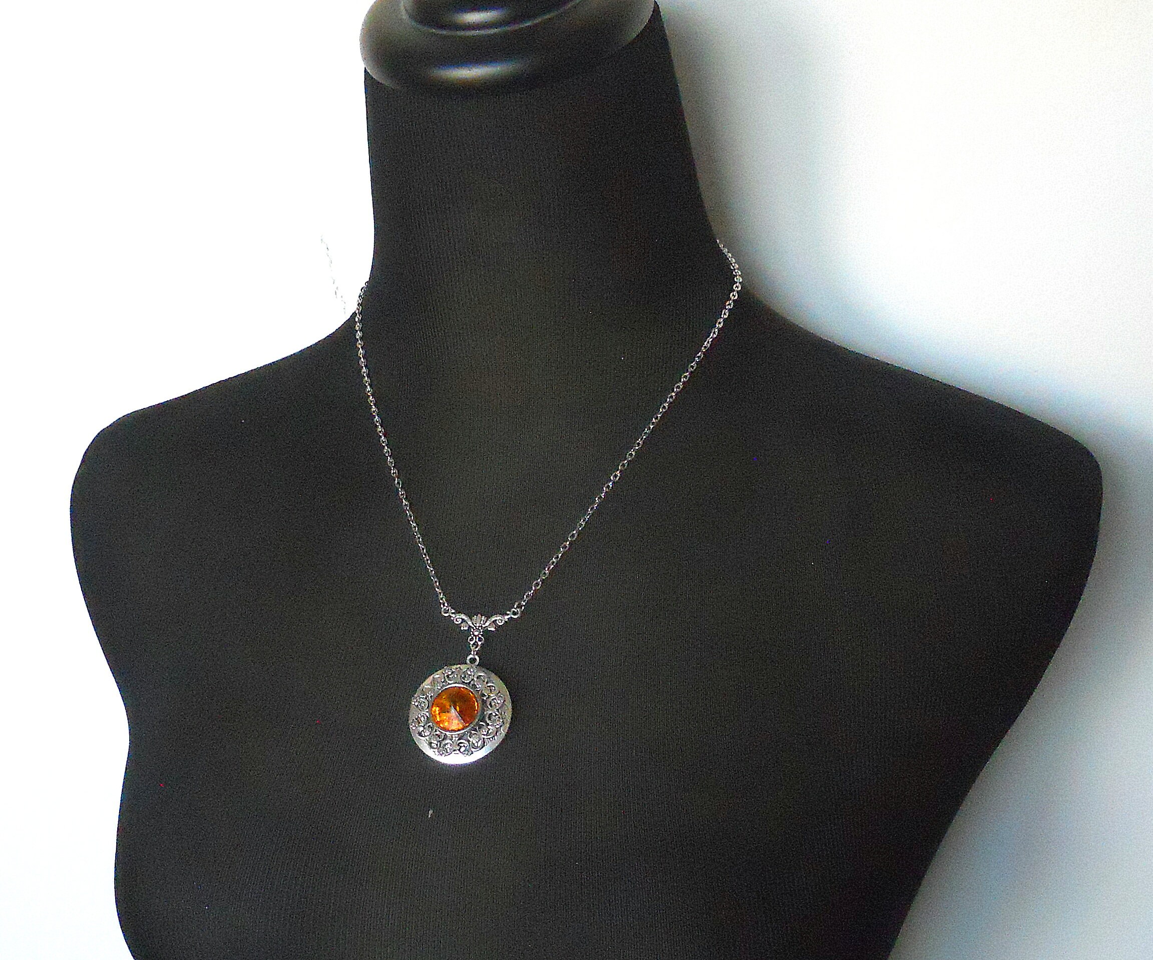Victorian Citrine Locket Antique Silver Locket Rhinestone - Etsy