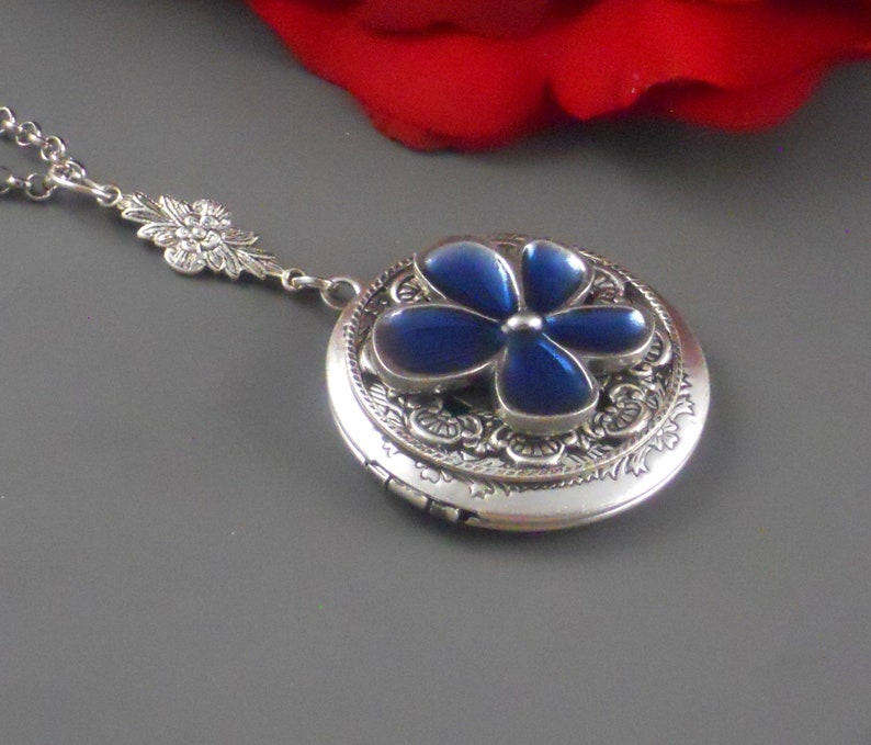 Silver Locket, Locket, Necklace, Picture Locket, Silver Blue Necklace ...
