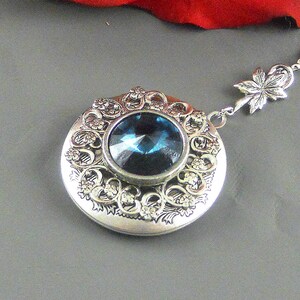 Photo Montana Blue Locket Silver Locket Blue Stone Locket Sapphire Blue ...
