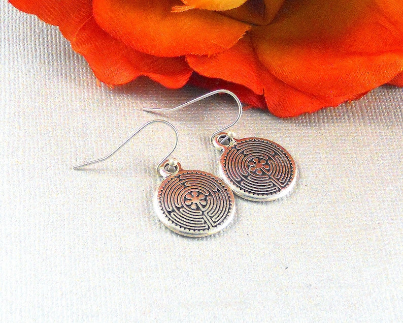 Silver Labyrinth Earrings Sterling Silver Ear Wires Labyrinth - Etsy