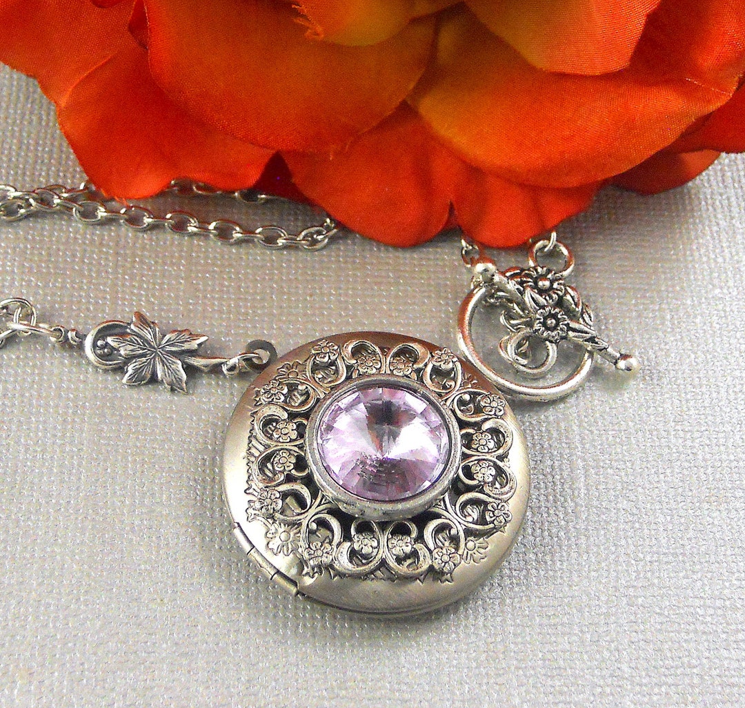 Personalized Photo Victorian Alexandrite Style Locket Antique Silver ...