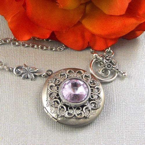 Victorian Citrine Locket Antique Silver Locket Rhinestone | Etsy