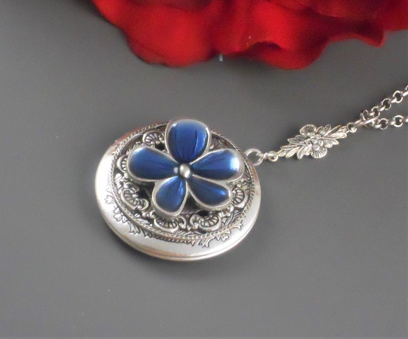Silver Locket, Locket, Necklace, Picture Locket, Silver Blue Necklace ...