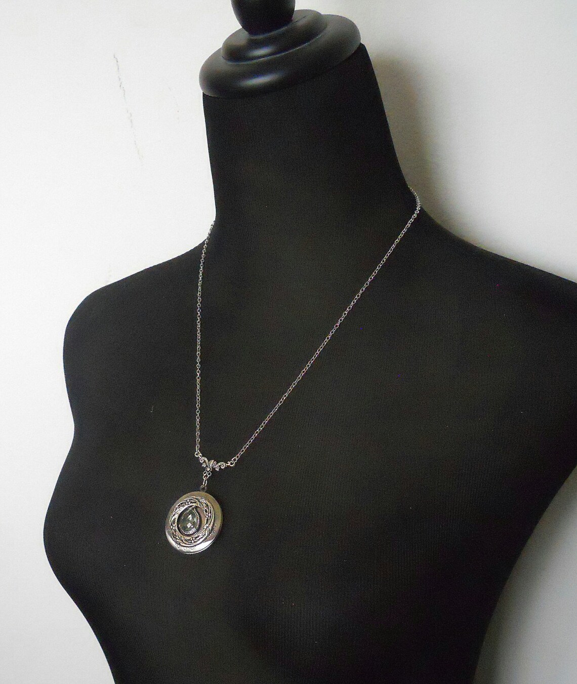 Victorian Gray Grey Locket Antique Silver Locket Rhinestone - Etsy