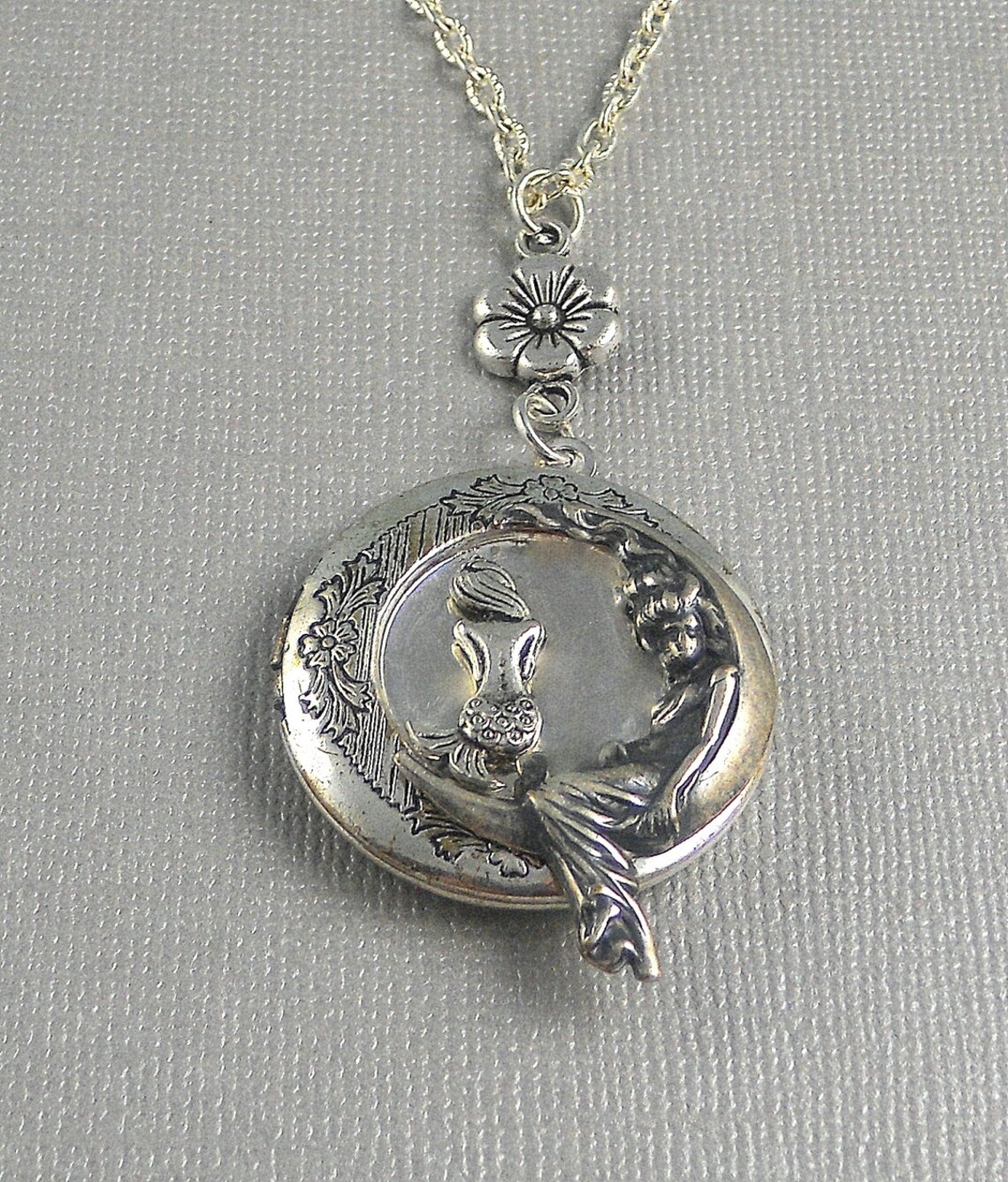 Mermaid Moon Locket Mermaid Locket Moon Goddess Silver - Etsy