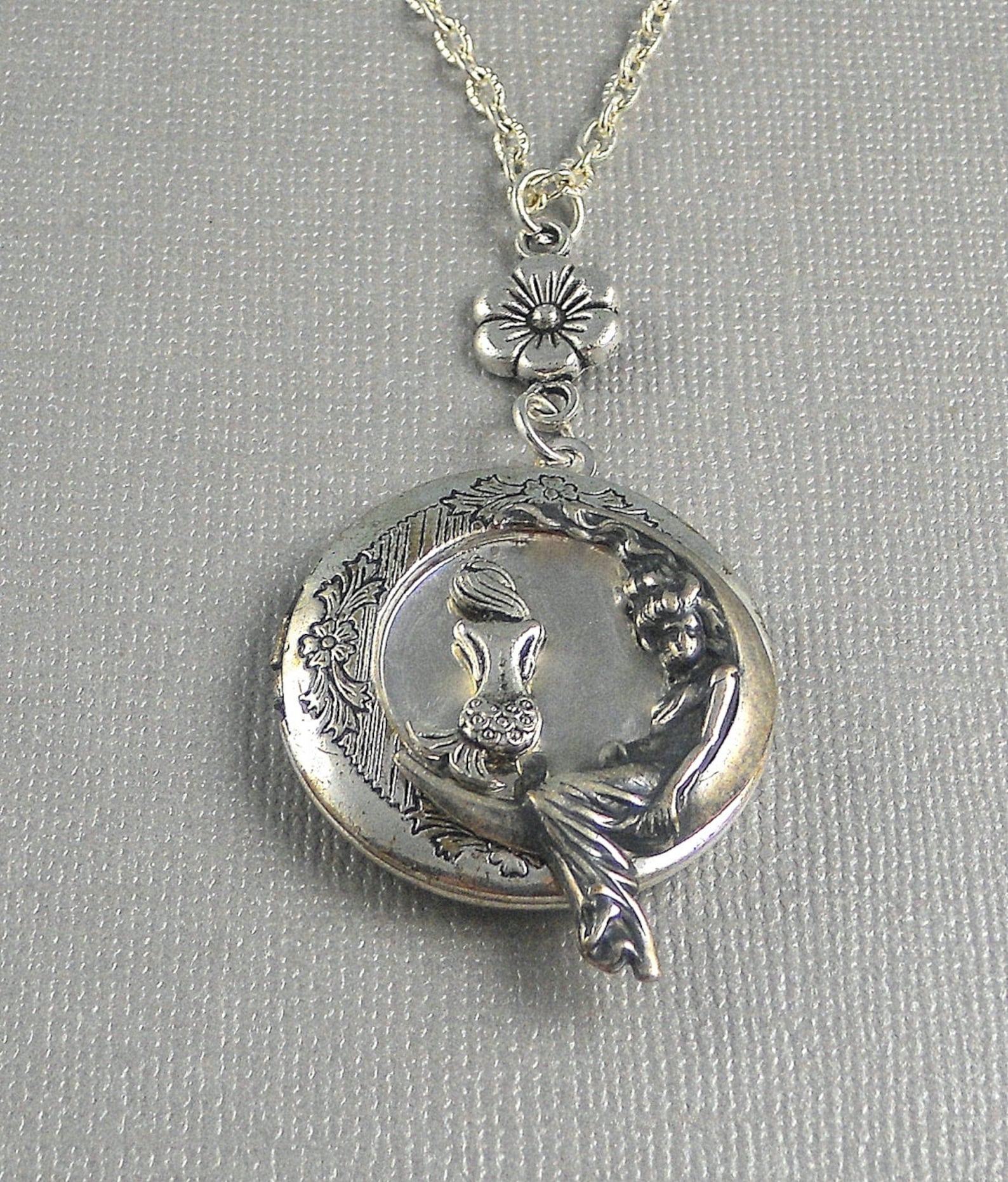 Mermaid Moon Locket Mermaid Locket Moon Goddess Silver - Etsy
