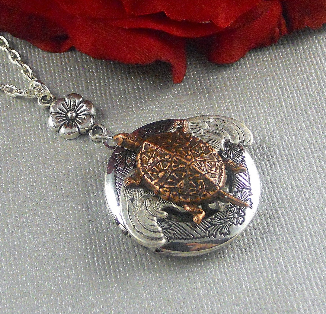 Turtle Locket Turtle Pendanttortoise Locket Pendant Owl - Etsy