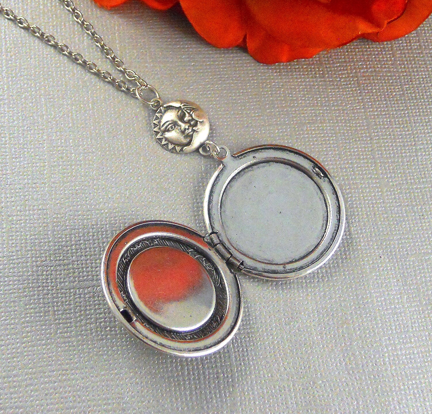 Stellar Star Locketsilver Locket Moongoddessstar Sun - Etsy