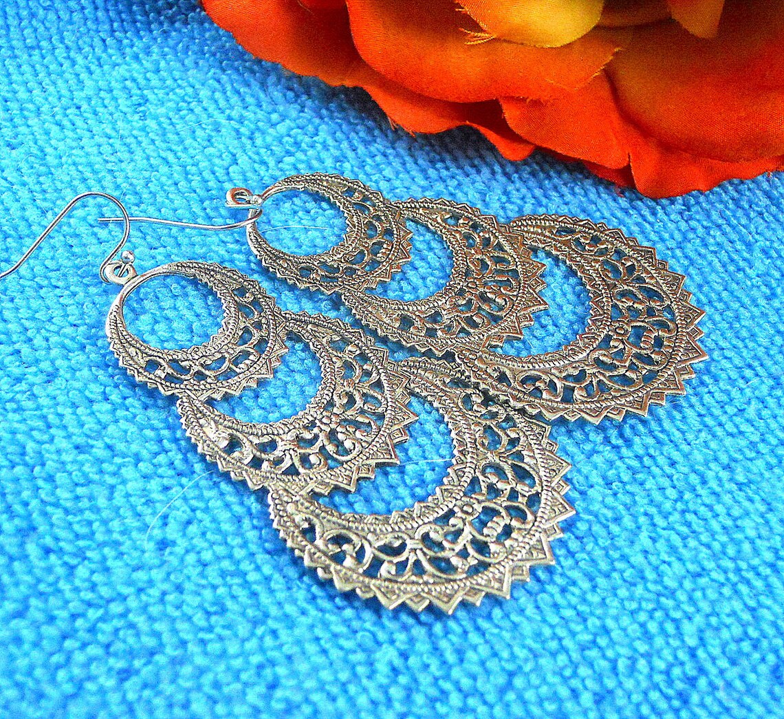 Gypsy Earringssilver Earringsantiquevintage - Etsy