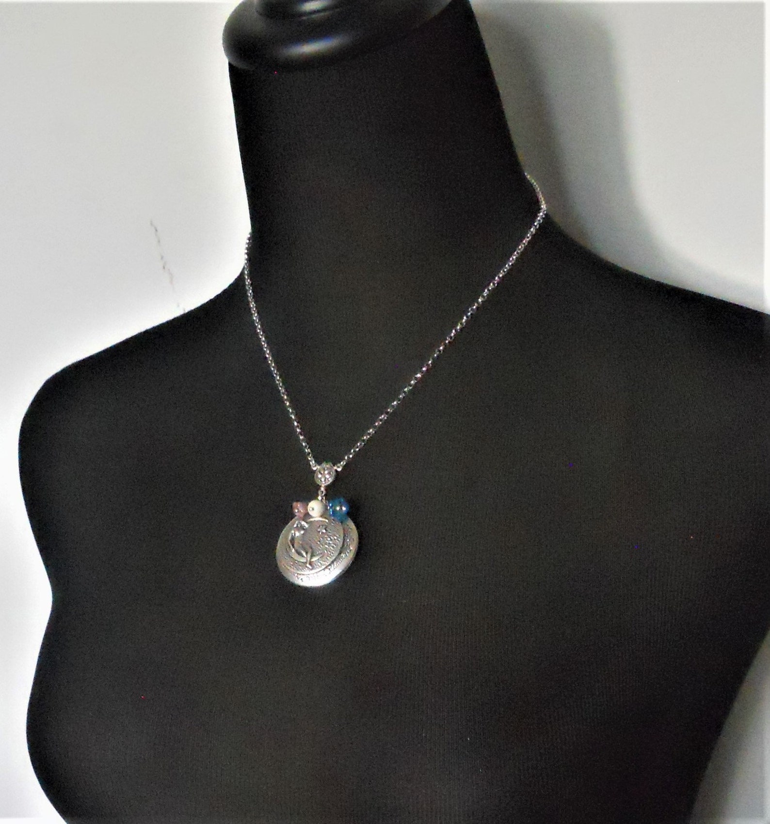 Silver Locket Mermaid Moon Locket Mermaid Locket Moon - Etsy